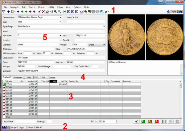 Understanding the Main Parts of the EzCoin Data Entry Screen » EzStamp